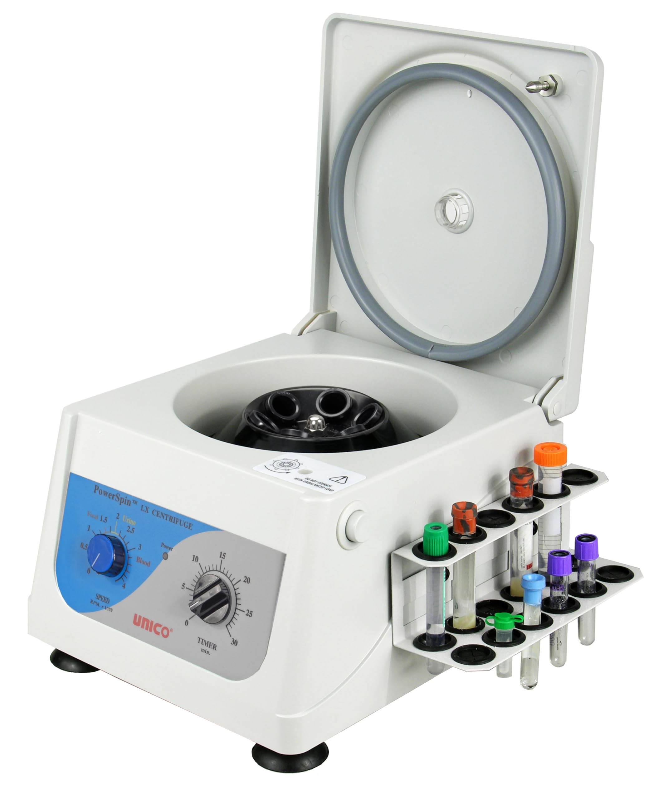 UNICO C856 Power Spin Model LX Centrifuge, 300-4000 RPM Variable Speed, 30 Minutes Timer, 6 Place Rotor, 6 x 10 mL or 3 x 15 mL Capacity, 110V