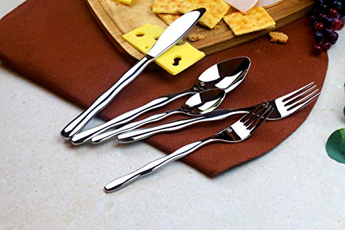 Daelim Bonita Wave 20pcs Flatware Cutlery Set, Service for 4, Solid Stainless Steel, Dishwasher Safe, Ergonomic Design and Size