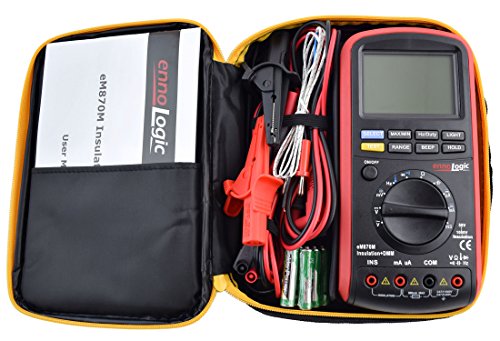 ennoLogic Insulation Tester 50/100/250/500/1000V, Megohmmeter and Multimeter: 50k to 2G Insulation Resistance, DC/AC TRMS Voltage and Current, Resistance, Capacitance, Frequency, Temperature - eM870M