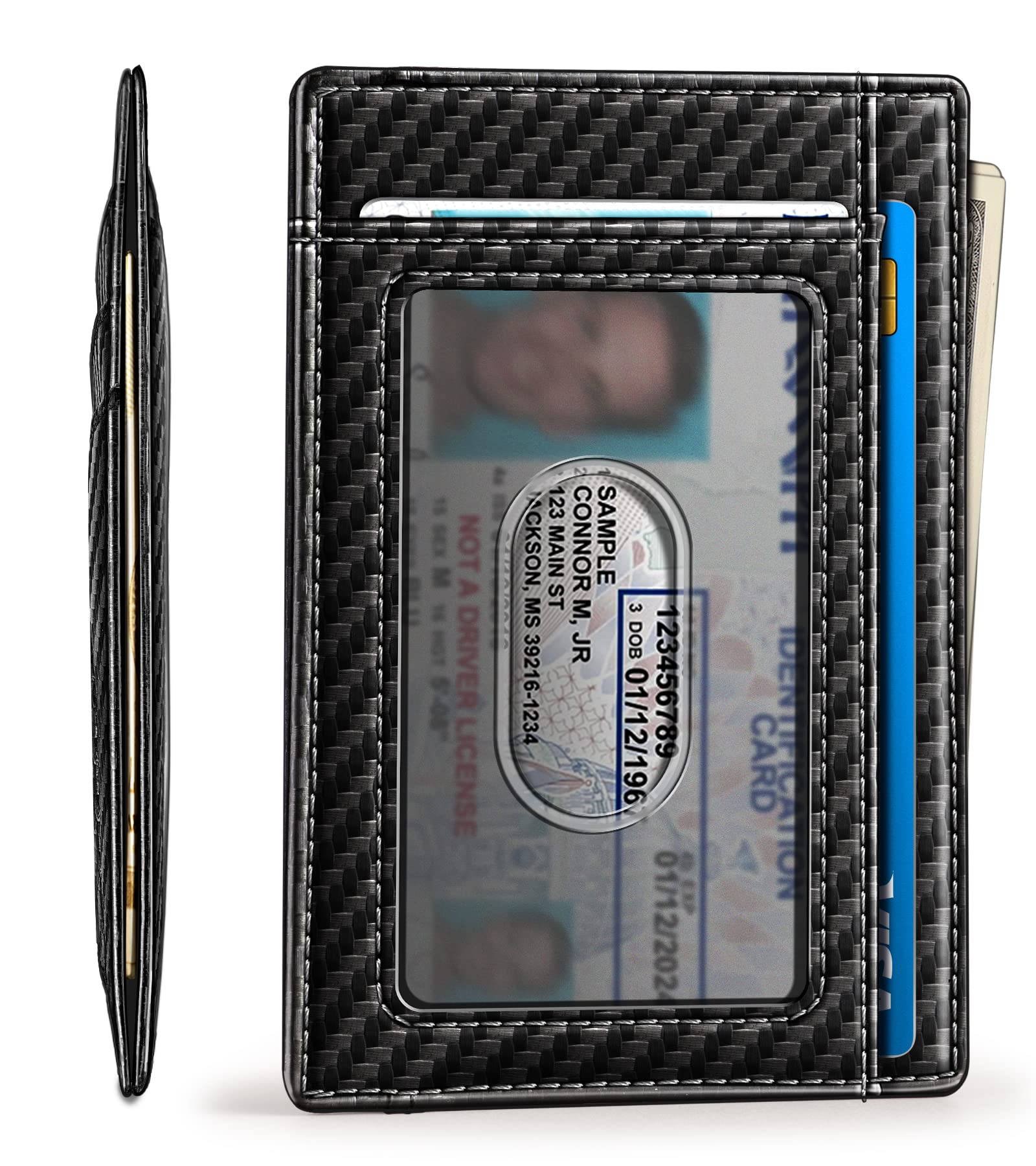 BULLIANT Slim Wallet, Skinny Minimal Thin Front Pocket Wallet Card Holder For Men 7Cards 3.15"x4.5",Gift-Boxed