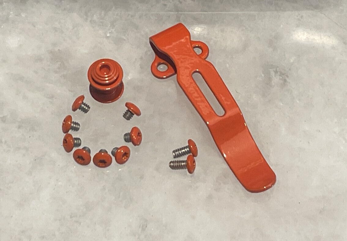 Flat Orange Stainless Screws Axis Bar Pocket Clip For Benchmade 535 Bugout Knife