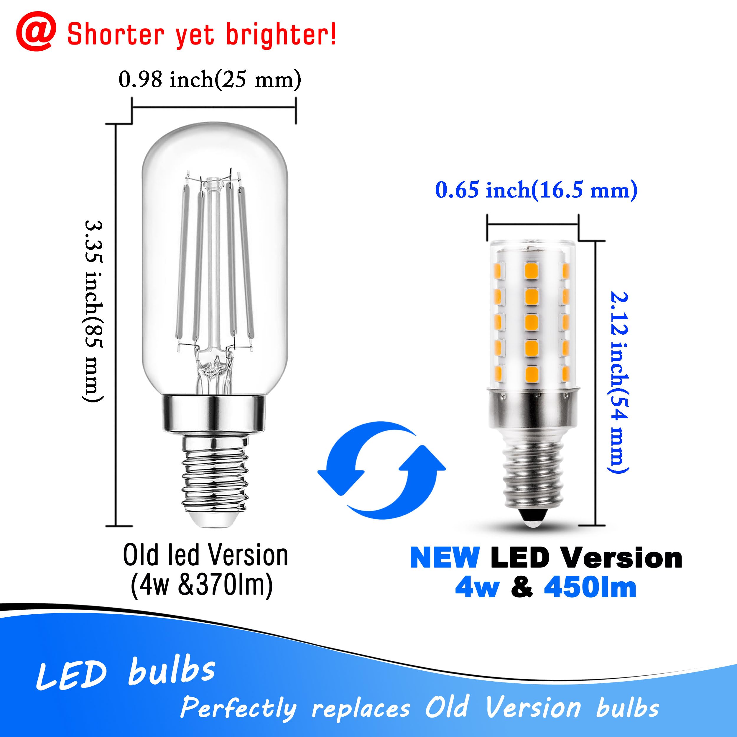 Heifymi E12 40 Watt Equivalent LED Bulbs 6000K Daylight White 450lm 4W 120V LED Candelabra Bulb with T6 C7 E12 Small Base for Wall Sconces Pendant Chandelier Ceiling Fan Lighting, Non-Dimmable, 4 Pack