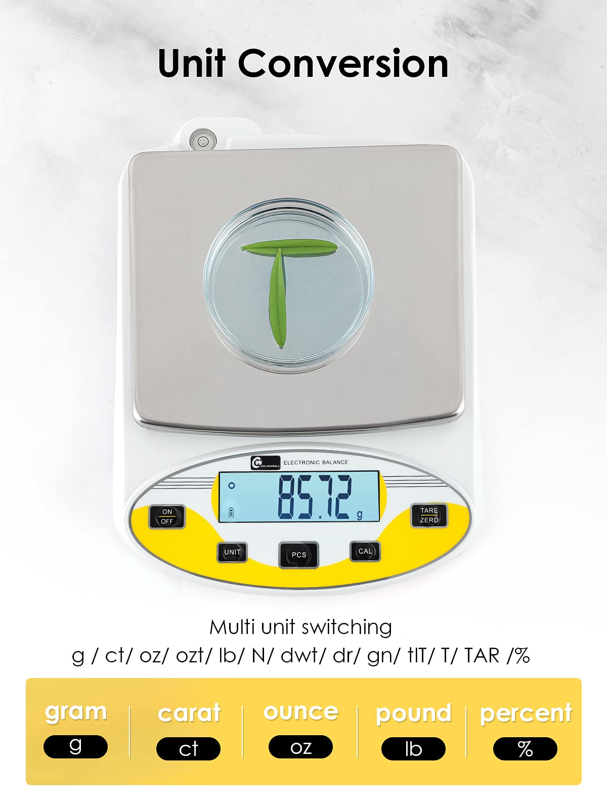 CGOLDENWALL Precision Lab Scale 5000gX0.01g Analytical Electronic Balance Digital Laboratory Scale Precision Jewelry Scales Kitchen Weighing Electronic Scales 0.01g Calibrated 110V (5000g, 0.01g)