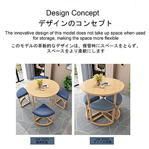 Modern Small Coffee Table,Round Dining Room Table Set,Kitchen Table and Chairs Set for 4,Negotiation Reception Tables and Chairs 1 Table and 4 Chairs,for Coffee Shop,Library,Hotel,Lounge,Diameter 80CM