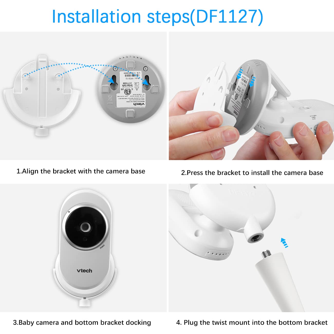 Koroao Baby Monitor Mount for VTech VM350/VM320 Baby Monitor Versatile Twist Mount Without Tools or Wall Damage