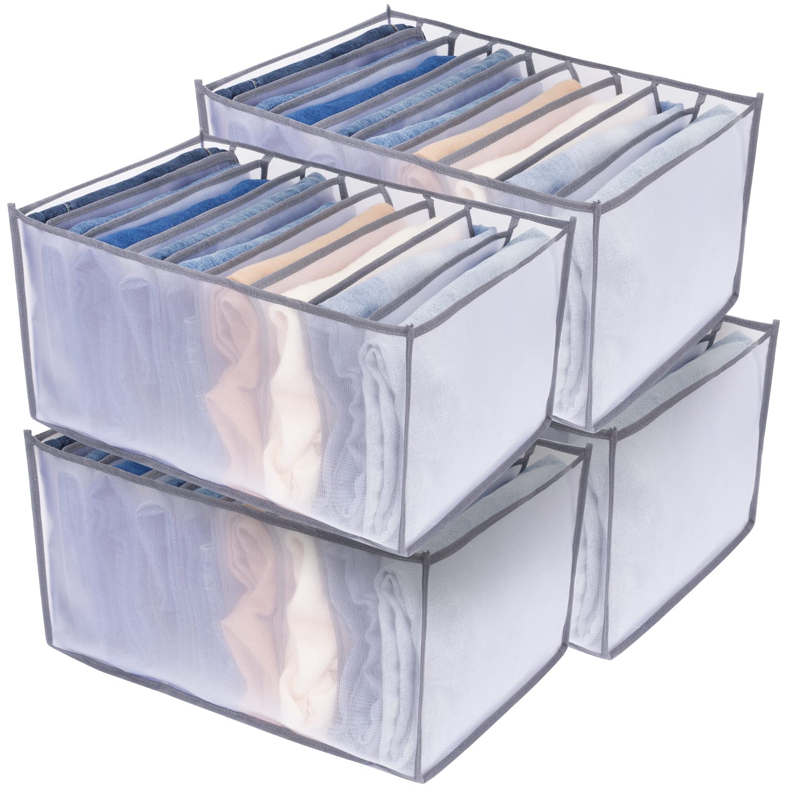 Upgraded Wardrobe Clothes Organizer, TIGARI Drawer Organizers for Clothing, Soft Organizer Clothes, Storage for Folded Jeans, Divided Clothes Organizer for Jeans Pants T-Shirts Underwear (9 Grids)