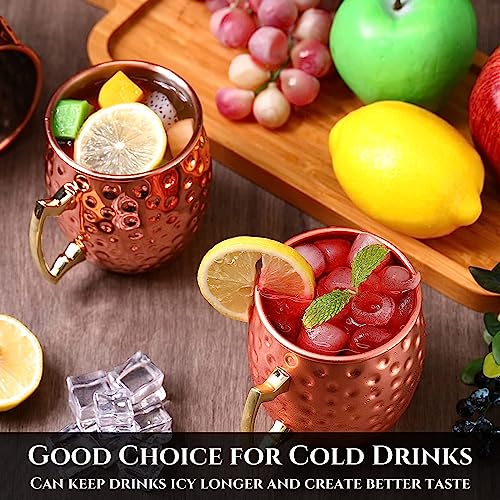 Moscow Mule Mugs | Large Size 19 ounces | Set of 2 Hammered Cups | Stainless Steel Lining | Pure Copper Plating | Gold Brass Handles | Christmas Gift Set