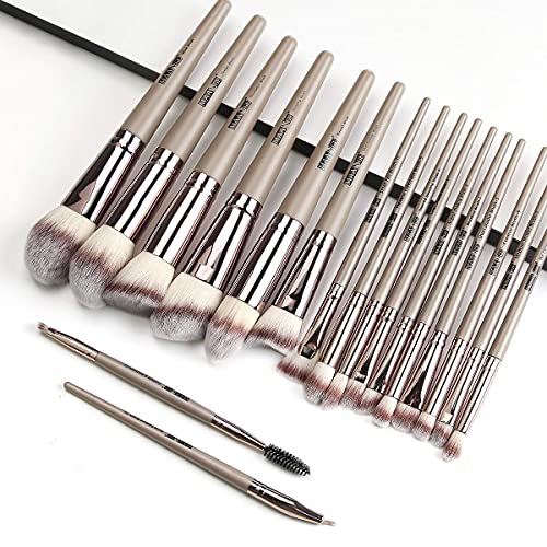 Makeup Brushes, 18 Pcs Professional Premium Synthetic Make Up Brushes, Foundation Powder Concealers Eye Shadows Makeup Brush Set (Champagne Gold)