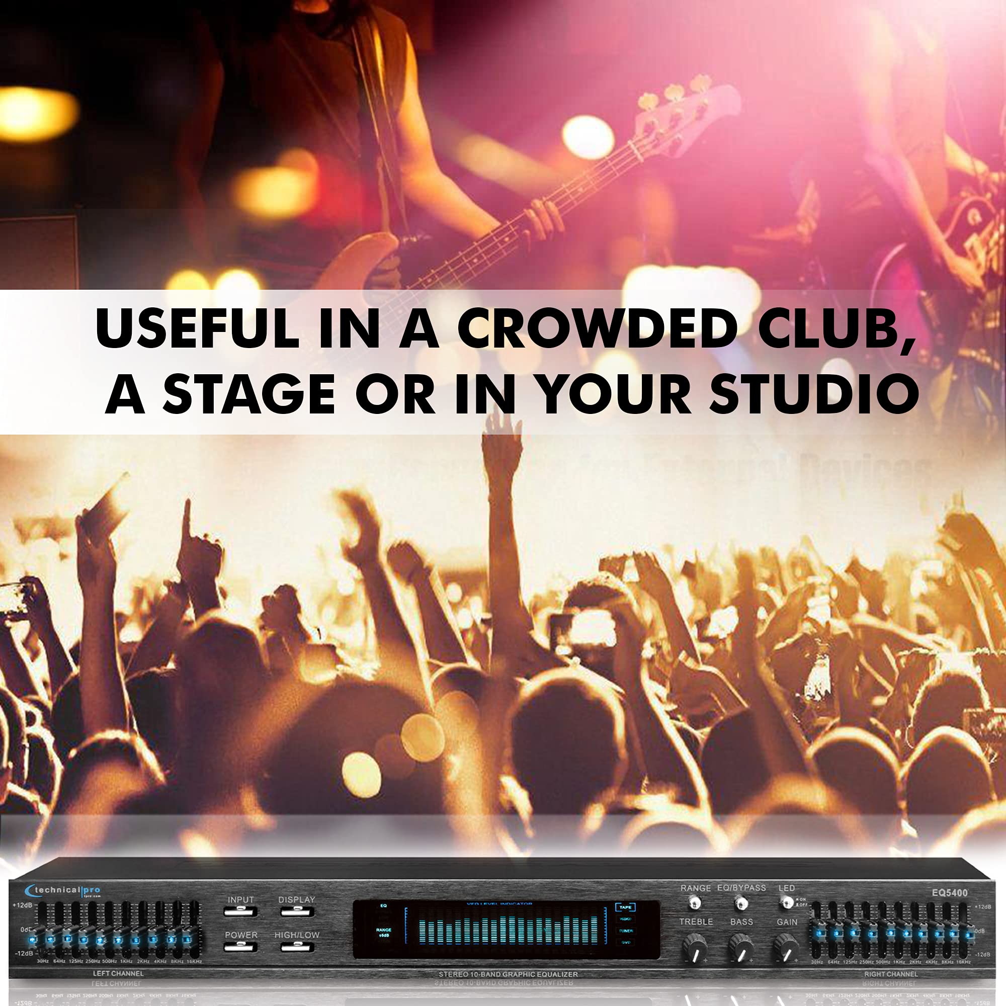 Technical Pro Dual 10 Band Professional Stereo Equalizer with Individual LED Indicators