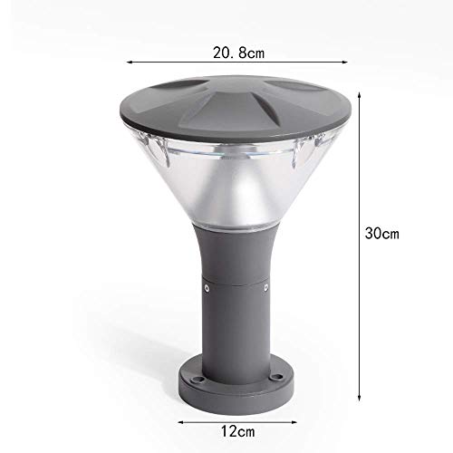 ZZYJYALG LED Anti-Rust European Creative Aluminum PC Post Lights Modern Simple Grey Waterproof Outdoor Column Lights Lawn Garden Home Villa Street Decorative Pillar Lamps E27 Edison
