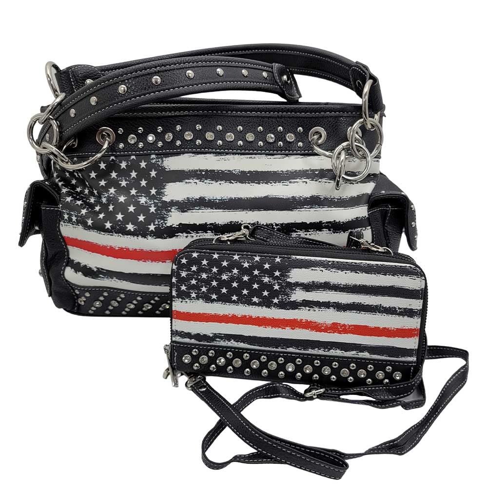 USA Flag Handbags Thin Blue Line Purses Thin Red Line Handbags (USA-Thin-Red-Line-Purse&Wallet)