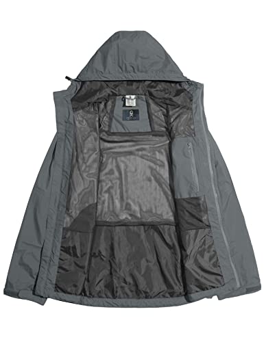 Little Donkey Andy Men's Waterproof Rain Jacket Windproof Light Jacket, Breathable Outdoor Rain Shell with Hood for Hiking Travel Golf Grey M