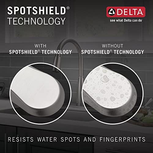 Delta Faucet Esato Centerset Bathroom Faucet Brushed Nickel, Bathroom Sink Faucet, Drain Assembly Included, SpotShield Brushed Nickel 25897LF-SP
