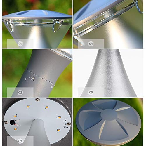 ZZYJYALG Modern Simple E27 Grey Waterproof Outdoor Column Lights European Creative Aluminum PC Post Lights Lawn Garden Home Villa Street Decorative Pillar Lamps