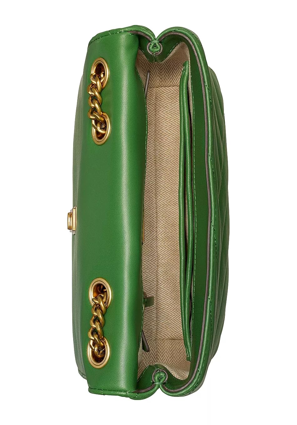 Tory Burch Women's Kira Chevron Small Convertible Shoulder Bag, Dusty Almond, Tan, One Size