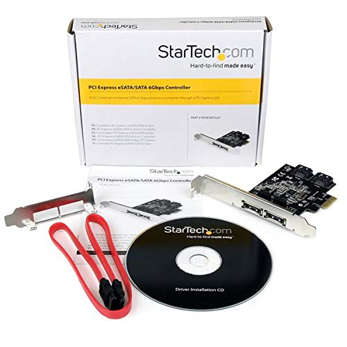StarTech.com 2 Port PCI Express SATA 6 Gbps eSATA Controller Card - Dual Port PCIe SATA III Card - 2 Int/2 Ext - SATA III 6Gbps (PEXESAT322I)