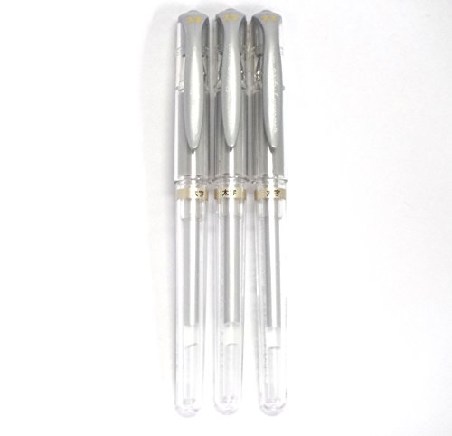 Uni-ball Signo Broad Point Gel Impact Pen Silver Ink, 1.0mm, 3 pens per Pack (Japan import) [Komainu-Dou Original Package]