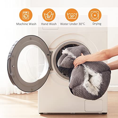 MIXJOY Small Dog Bed for Small Medium Large Dogs, Calming Cat Beds for Indoor Cats and Puppy, Washable Rectangle Orthopedic Dog Sofa Bed, Soft Plush Pet Bed with Anti-Slip Bottom (20''x 19''x 6'')