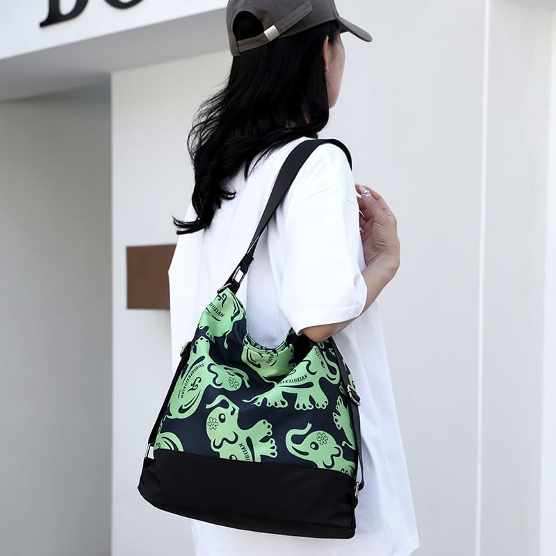 Crossbody Bag for Women Medium Drawstring Top Handle Handbag Canvas Striped Tote Bag Shoulder Bag Clutch Purse (Black)
