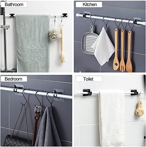 Lightarea Curtain Rod Brackets No Drilling, 8 PCS Self Adhesive Curtain Rod Holder Hooks, Hangers for Bathroom Kitchen Home Bathroom & Hotel Use