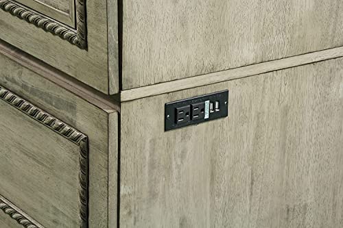 Mega Solutions Venetian Murphy Cabinet Bed with Deepest Storage Drawer On The Market and USB Charging Station (Queen, Antique Oak)