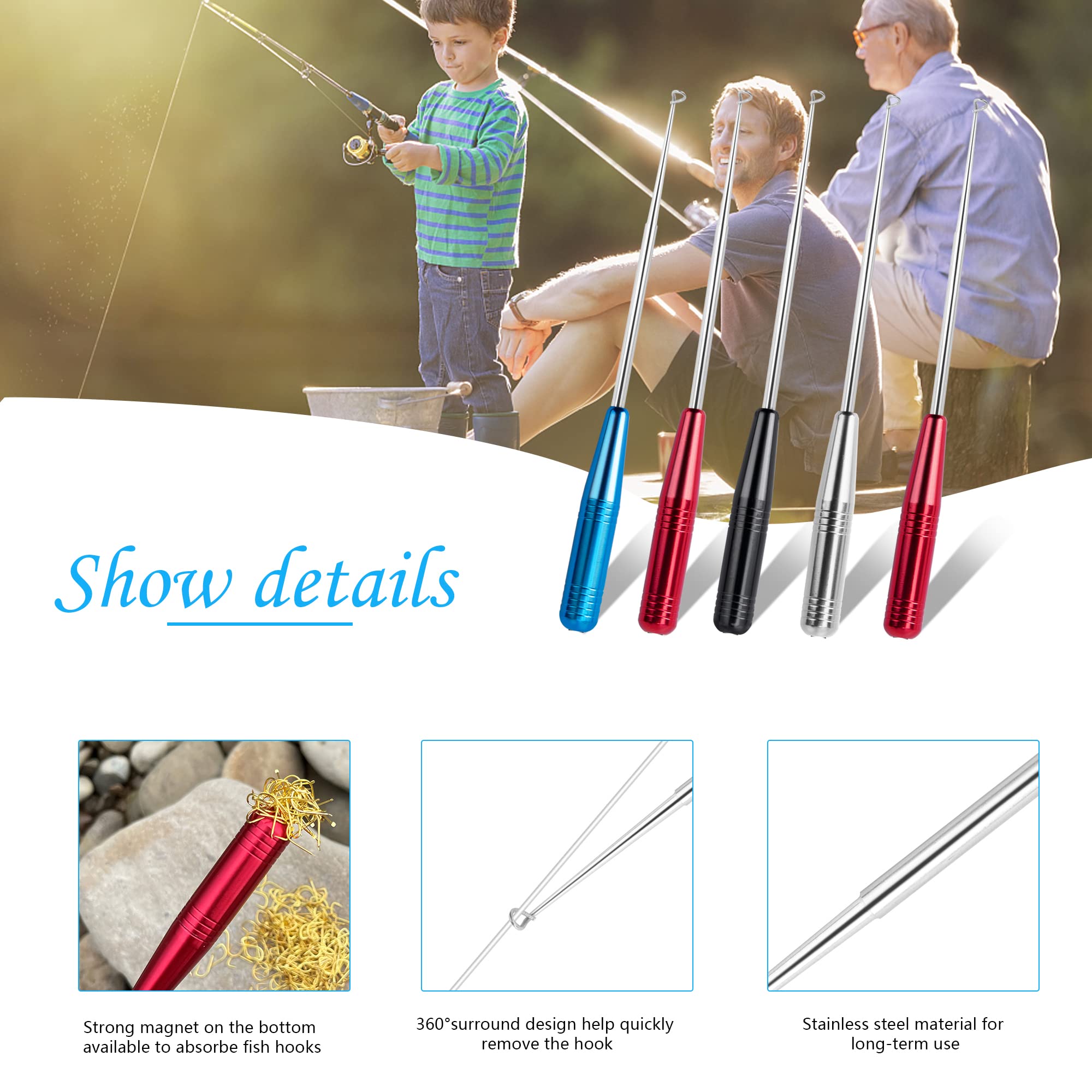 codree 5PCS Fishing Hook Quick Removal Device, Fish Hook Remover Tools Kit, Fishing Accessory Security Extractor Fish Hook Disconnect Device with Storage Tube