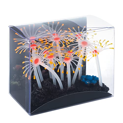 Uniclife Glowing Effect Artificial Coral Plant for Fish Tank, Decorative Aquarium Ornament, Orange