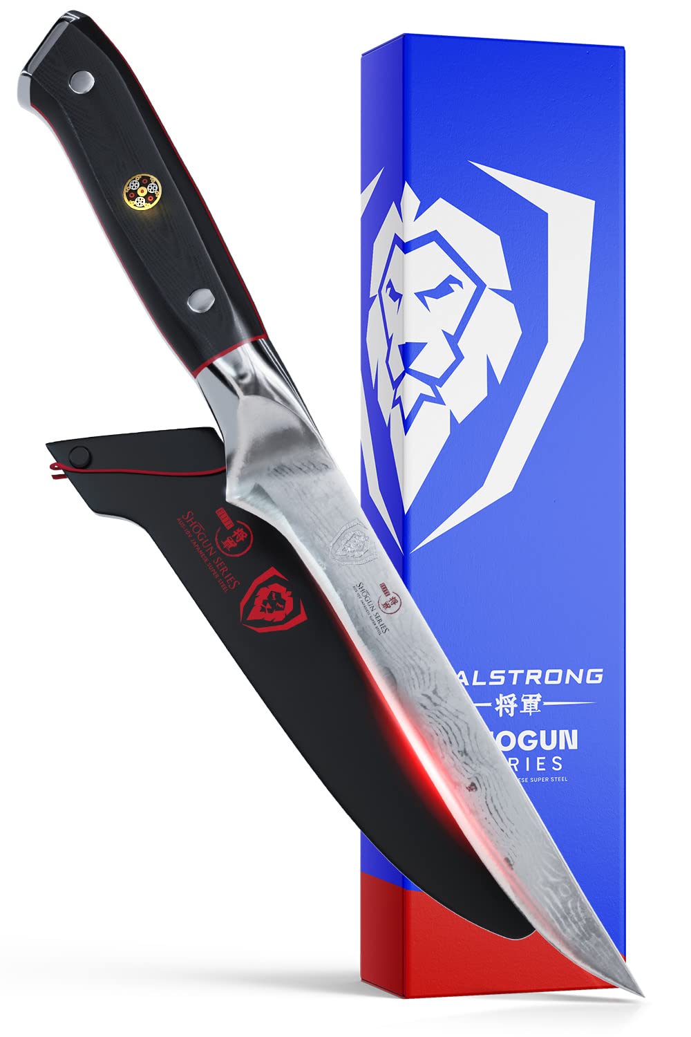 Dalstrong Boning Knife - 6 inch - Shogun Series ELITE - Damascus - AUS-10V Japanese Steel - Fillet Knife - Carving, Boning, Trimming, Deboning - Black G10 Handle - Sheath Included