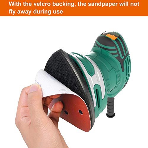 Detail Sander Paper, 120-600 Grits, Hook and Loop Backing, 5 Holes, for Sanding and Polishing, 60 Sheets