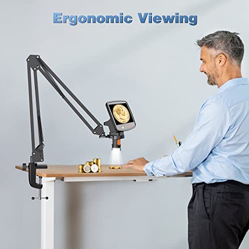 Hayve Microscope Arm Stand,Adjustable Metal Bracket with Clamp and Grommet Base,Coin Microscope Mount ,Compatible with Model DM4 DM9 MS2 MS1 MS3& Most 4.3'',7'' Digital Microscopes (1.65(for MS1,MS3)