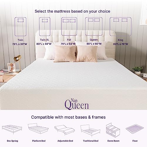 NapQueen 6 Inch Twin-XL Size Mattress, Cooling Gel Memory Foam Mattress, Bed in a Box