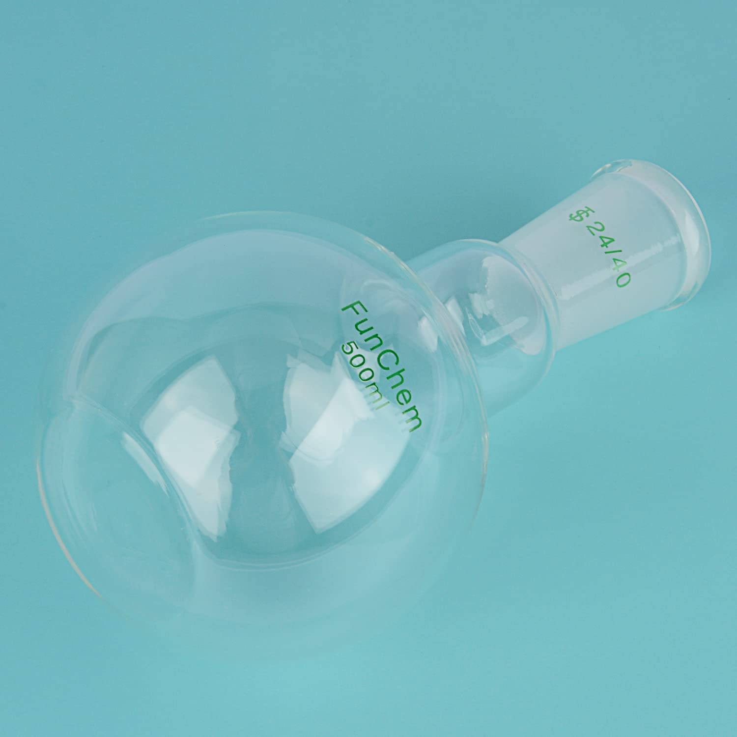 FunChem Single Neck 1 Neck Glass Lab Flat Bottom Boiling Flask FBF, 24/40 Standard Taper Outer Joint Glass Boiling Flask, 250 ml
