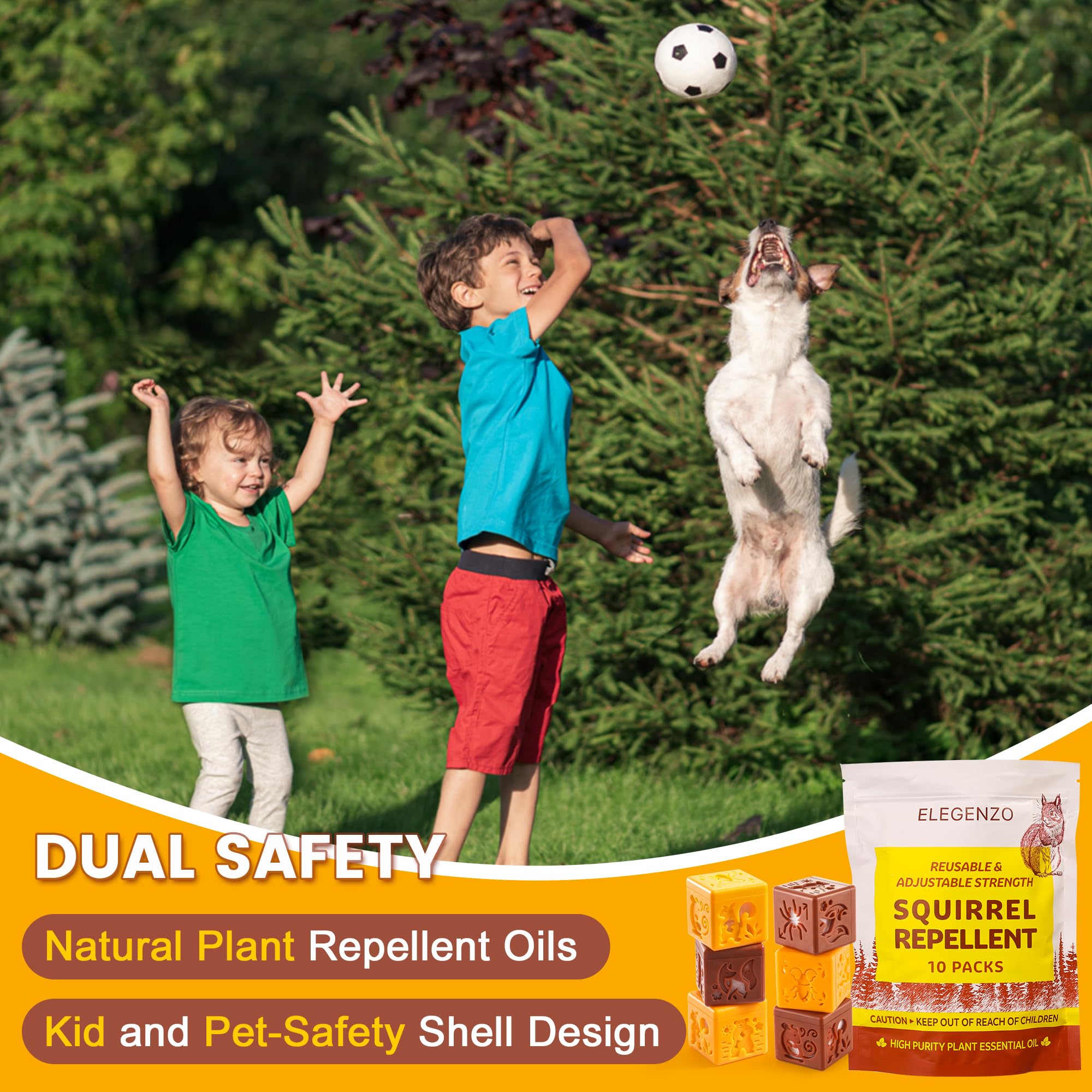 ELEGENZO Squirrel Repellent Chipmunk Repel: Squirrel Repellent Outdoor - Adjustable Squirrel Deterrent with Plant Essential Oils (10 Pack)