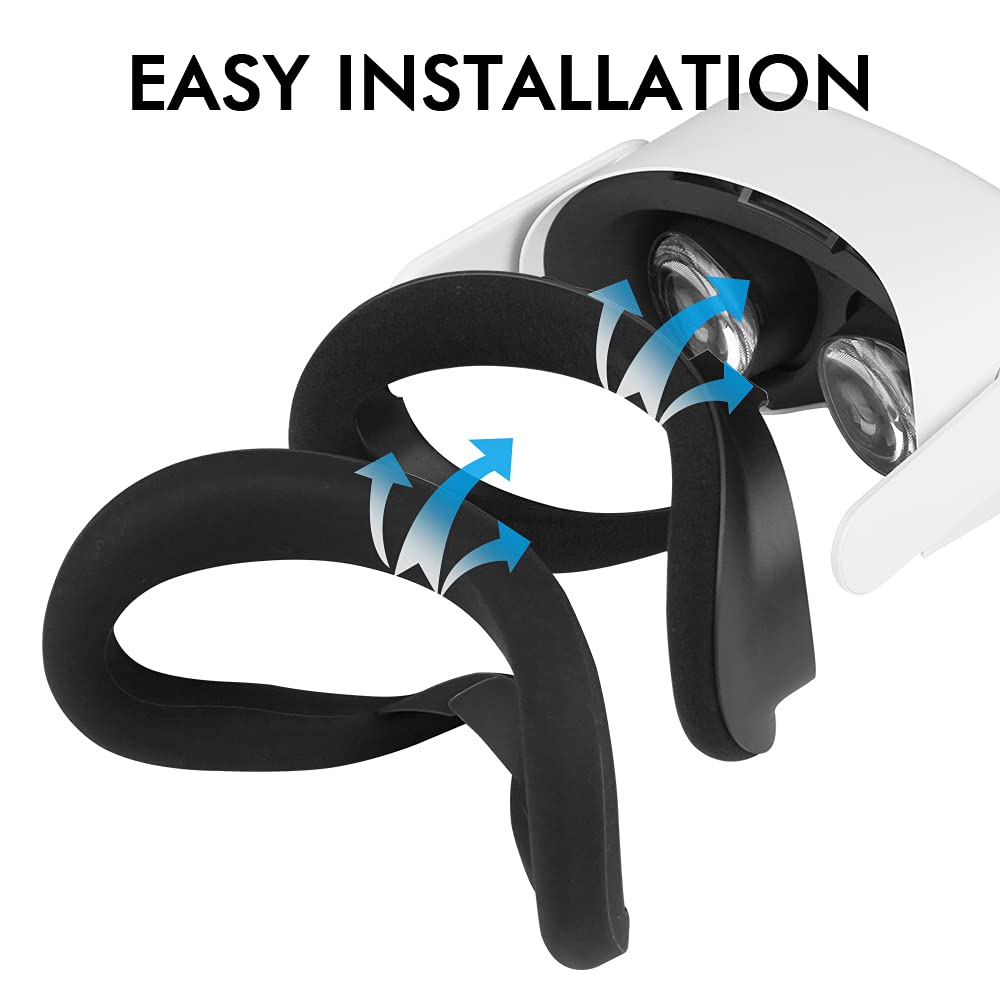 Colohas VR Interfacial Silicone Cover Face Cover for Oculus Quest 2 Sweat Guard Anti-Leakage Cushion Pad (Black)