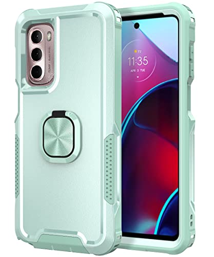 Moto G Stylus 2022 Case, UZER Three Layer Ring Style 360 Rotating Hybrid Armor Hard PC & Soft Silicone Shockproof Anti Slip Full-Body Defender Protective Case for Motorola Moto G Stylus (5G/4G) 2022