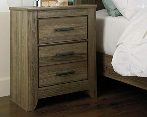 Signature Design by Ashley Zelen Rustic Contemporary 2 Drawer Nightstand, Warm Gray