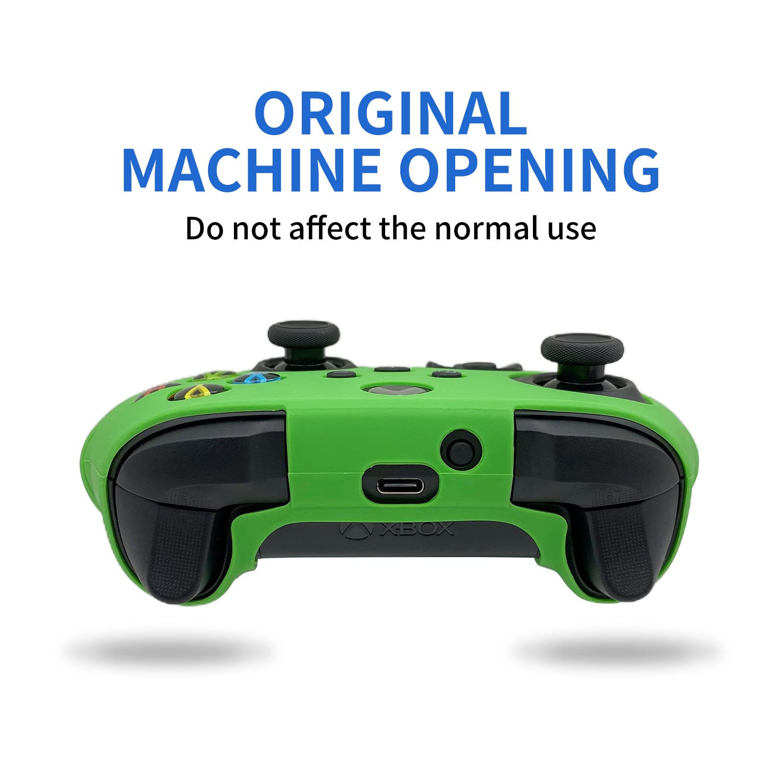 COIORVIS Soft Anti-Slip Silicone Controller Cover Skins Thumb Grips Caps Protective Case for Xbox One X S Controller (Green)