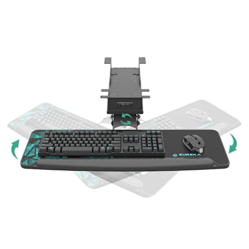 EUREKA ERGONOMIC Z60 Gaming Desk with Led Lights, 60 Inch Large RGB Gaming Computer & Height Adjustable Mouse & Keyboard Tray Under Desk, 28x10'' Large Slide Out Swivel Tilt Computer Keyboard Drawer
