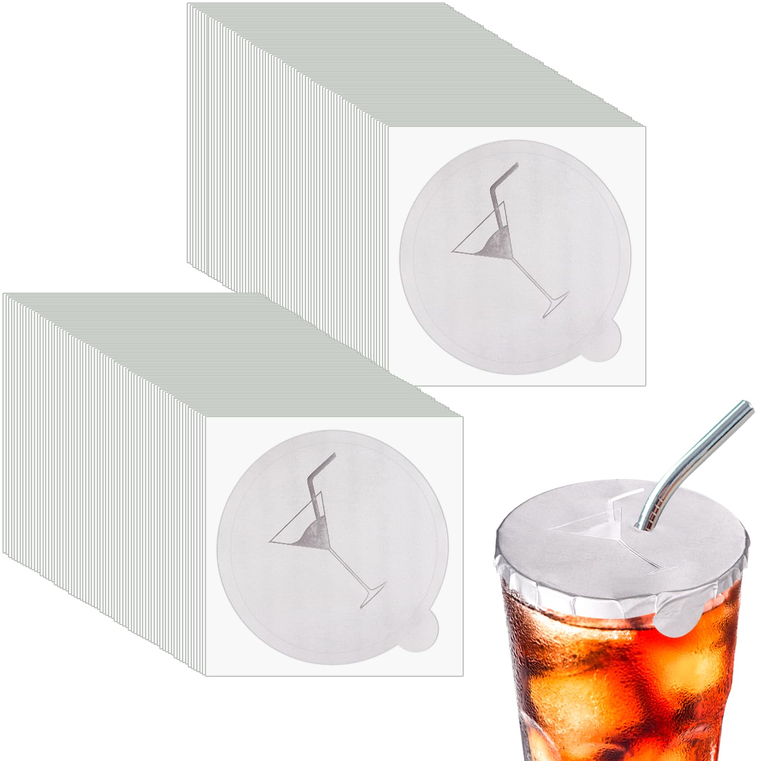 Drink Protective Cap 100 Pack, drink covers for alcohol protection, Keeps Unwanted Items From Getting Into Drink Cups, Fits Most Cup Sizes (100)