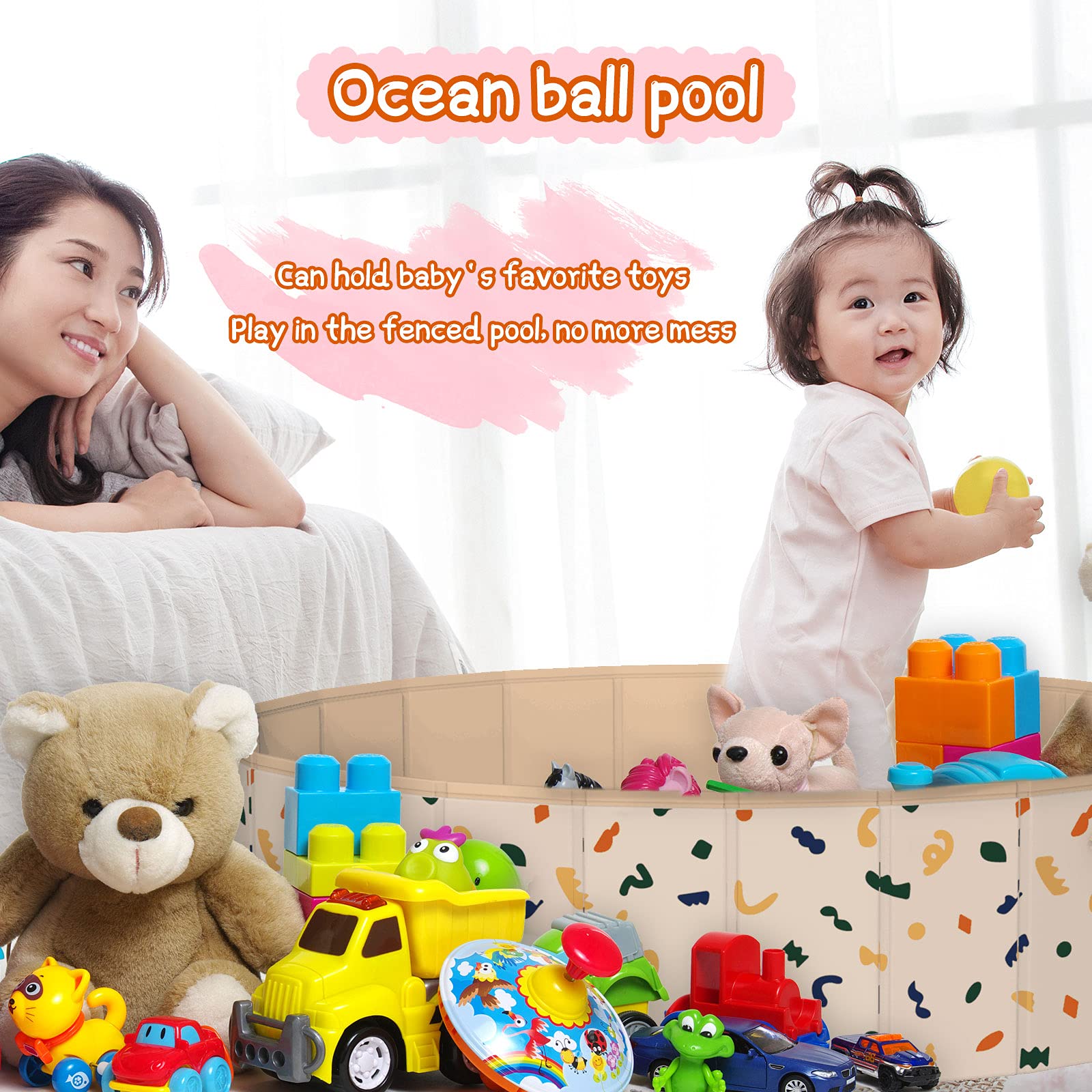 SUNWUKING Toddler Sand and Water Table - Foldable and Portable Ball Pit, Small Sandbox and Baby Sensory Play Activity Center Ideal for Game Room, Pet Bathing and Summer Fun 32 * 8 Inches