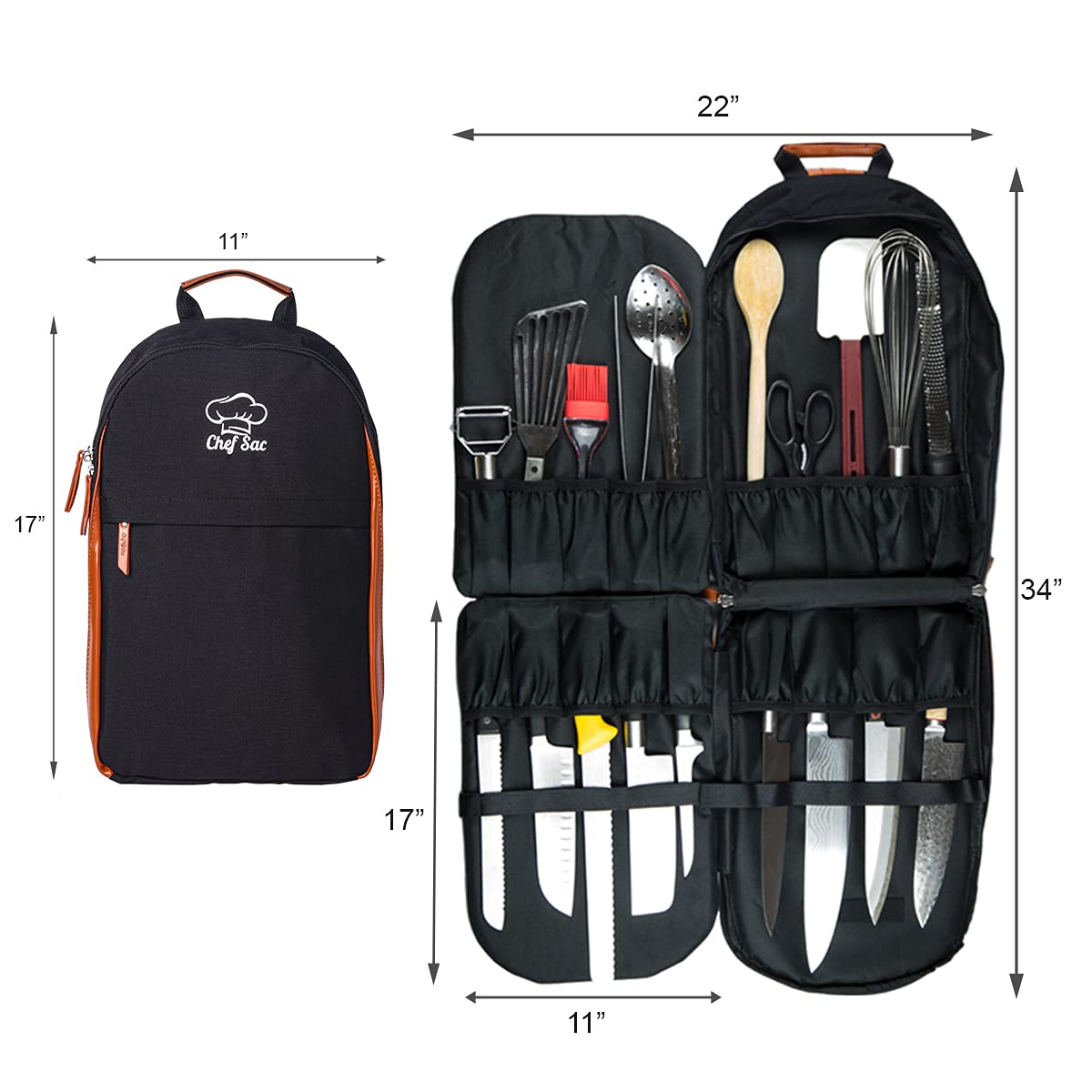 Chef Sac Chef Knife Backpack with 10-Pack Knife Guards Included