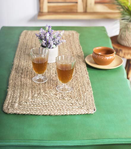 Madhu International Natural Jute Table Runner Rug, Long-Lasting Hand-Woven Rectangular Area Rug, Made from Jute Material for Indoor & Covered Door Entrances, 13 X 48 Inch
