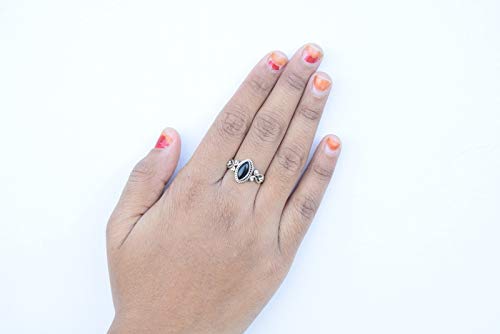 Black Onyx Stone Ring, 925 Sterling Silver Statement Ring For Women, Handmade Ring Gemstone Promise Ring for Birthday Christmas Gift For Her Ring Size US 7