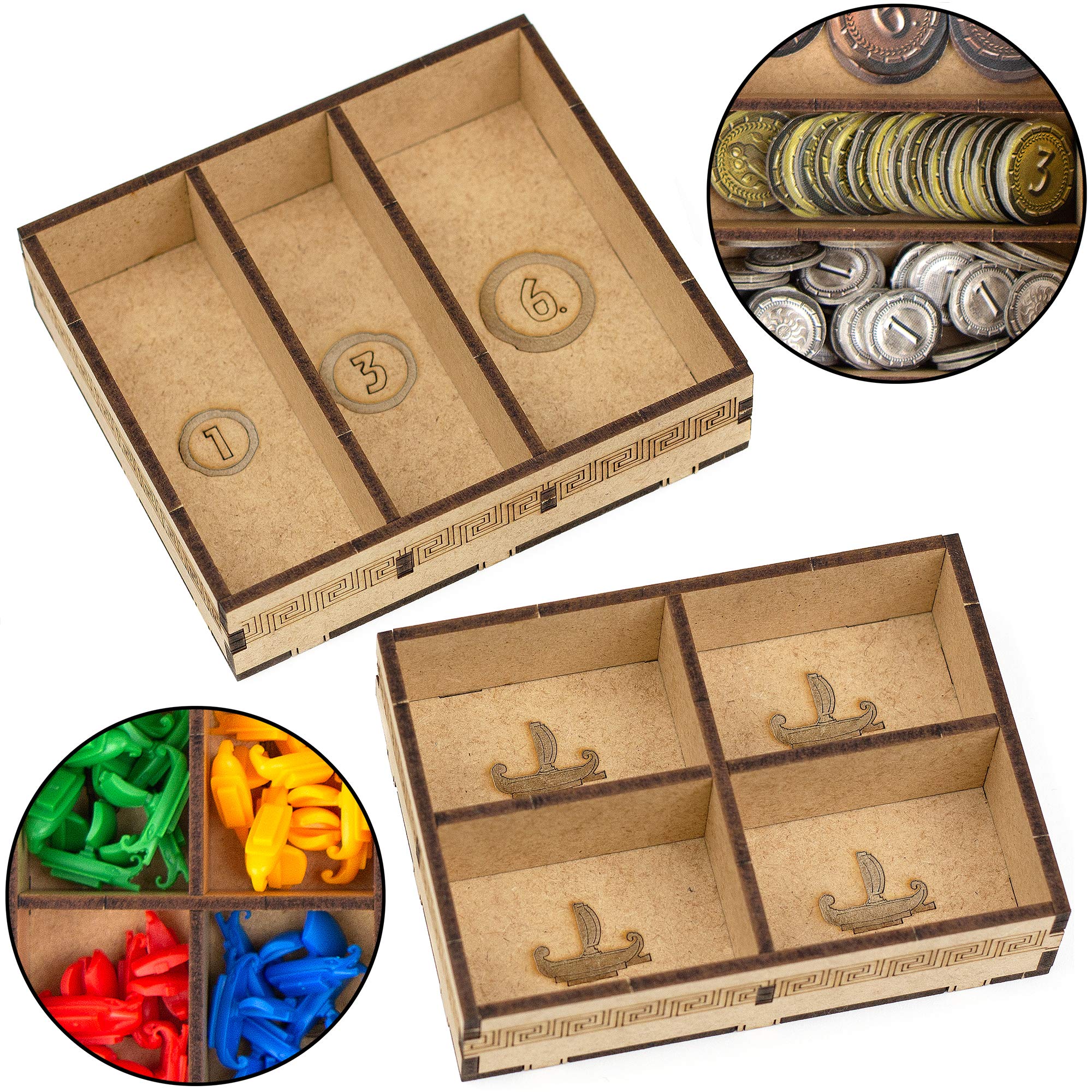 TowerRex Board Game Organizer for 7 Wonders board game box 1st Ed, 7 Wonders Cities expansion, 7 Wonders Armada expansion, 7 Wonders Leaders, 7Wonders game organizer insert storage kit accessories