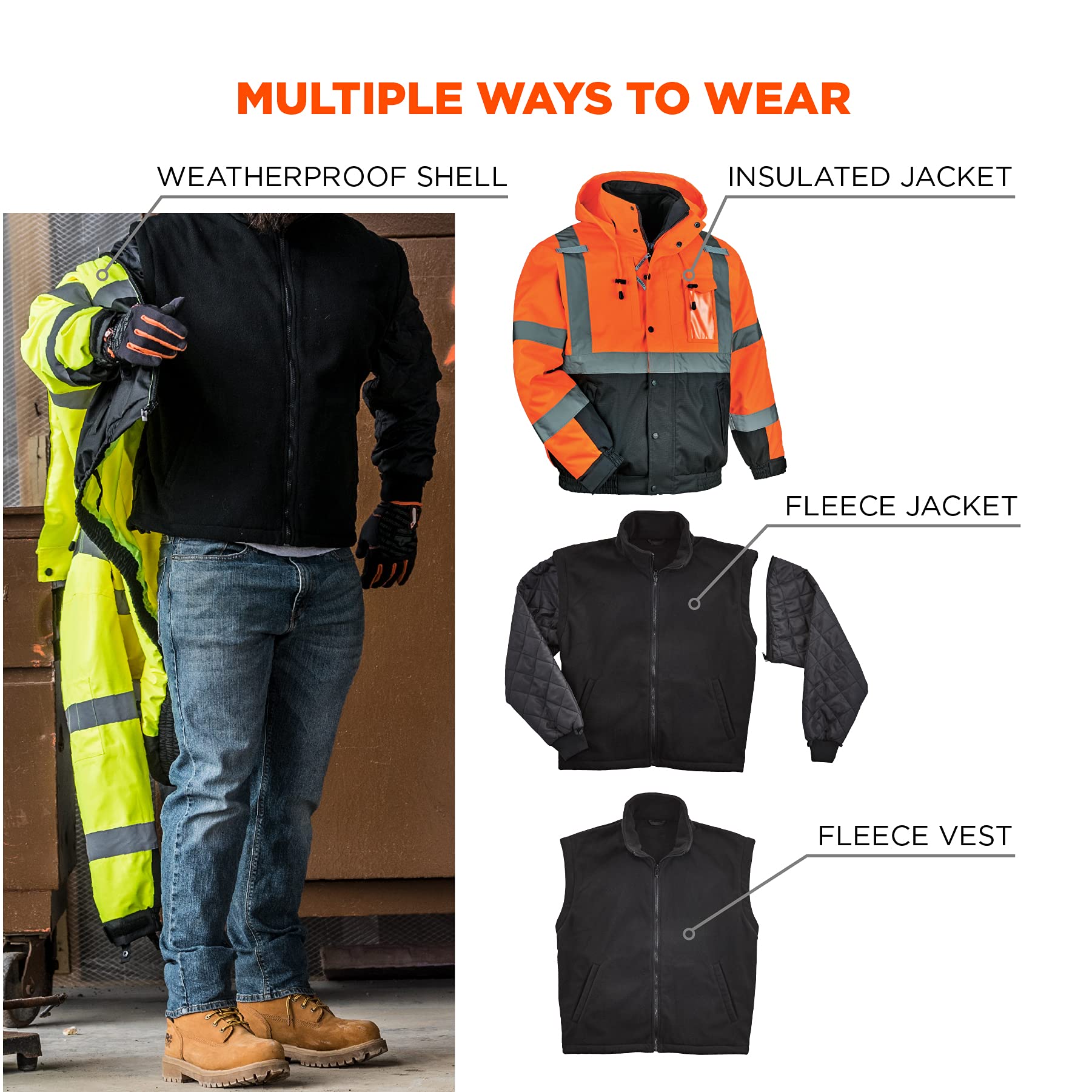 Ergodyne Standard Jacket, Orange, X-Large