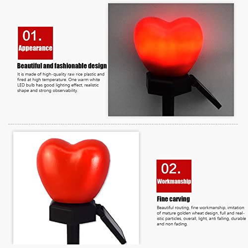 Valentine's Day Decors Outdoor Solar Garden Lights Stakes Heart Shape Lights for Patio Lawn Pathway Backyard, 1 PCS