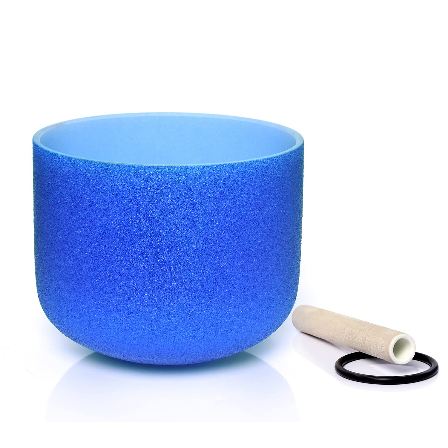 TERRITORY G Note Throat Chakra Blue Colored Quartz Frosted Crystal Singing Bowl 8 inch