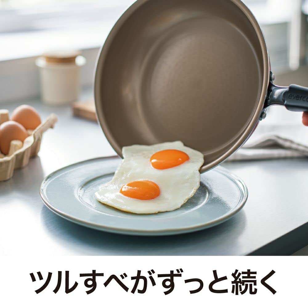 Evercook Deep Fry Pot, 11.0 inches (28 cm), Compatible with All Heat Sources (IH Compatible), Non-Stick Frying Pan, PFOA Free, Red Doshisha