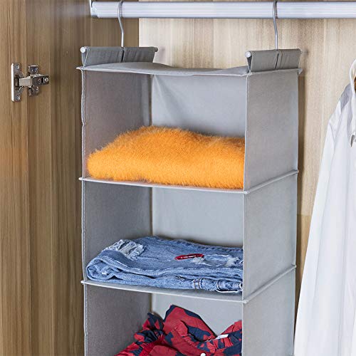 MAX Houser 6 Tier Shelf Hanging Closet Organizer, Closet Hanging Shelf with 2 Sturdy Hooks for Storage, Foldable,Black and Light Grey