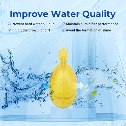 Funmit 6 Pack Universal Humidifier Cleaner Fish Compatible with Almost All Humidifiers and Fish Tanks, Purifies Water, Prevents Hard Water Build-Up, Reduces Scale, Yellow